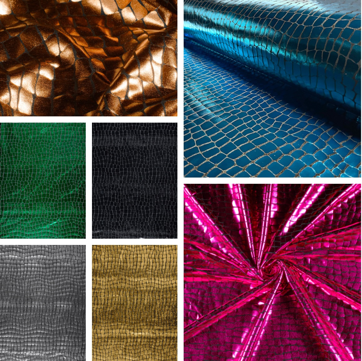 Spandex Dance Lame Foil Crocodile Fabric Material - CRS Fur Fabrics